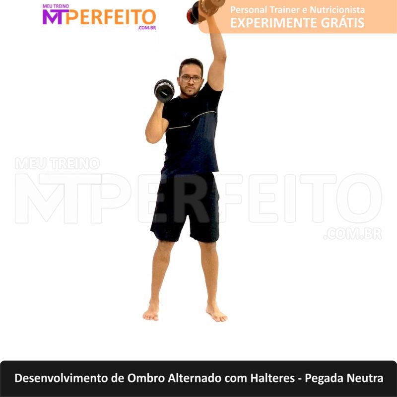 Desenvolvimento de Ombro Alternado com Halteres - Pegada Neutra - Meu ...