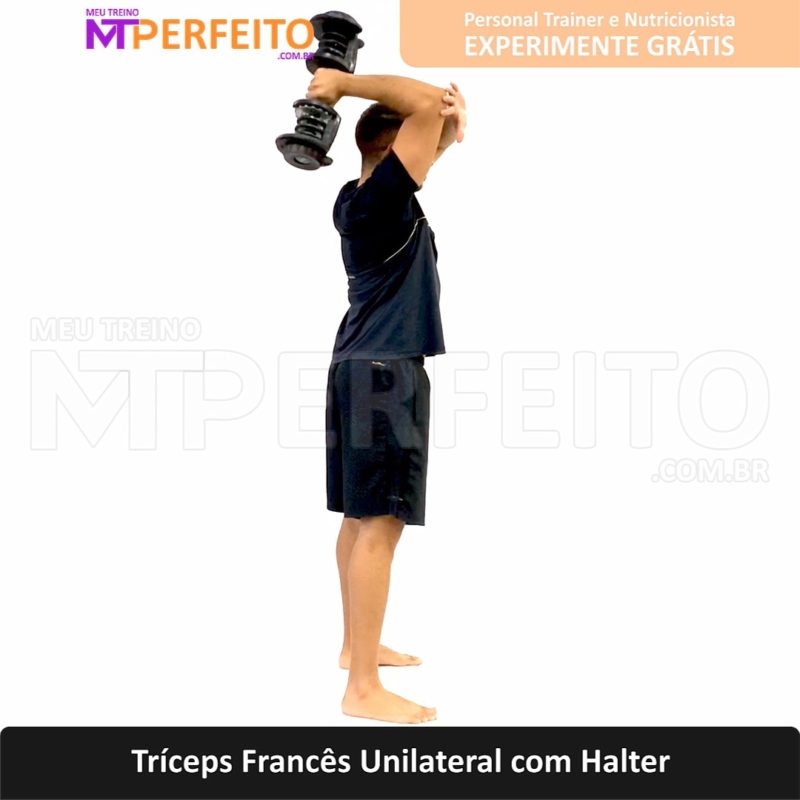 Tríceps Francês Unilateral com Halter - Meu Treino Perfeito