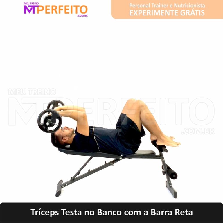 Tríceps Testa no Banco com a Barra Reta - Meu Treino Perfeito